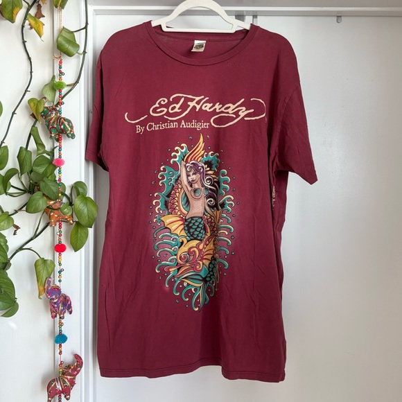 Ed Hardy | Shirts | Vintage Ed Hardy Mermaid Graphic Short Sleeve T ...